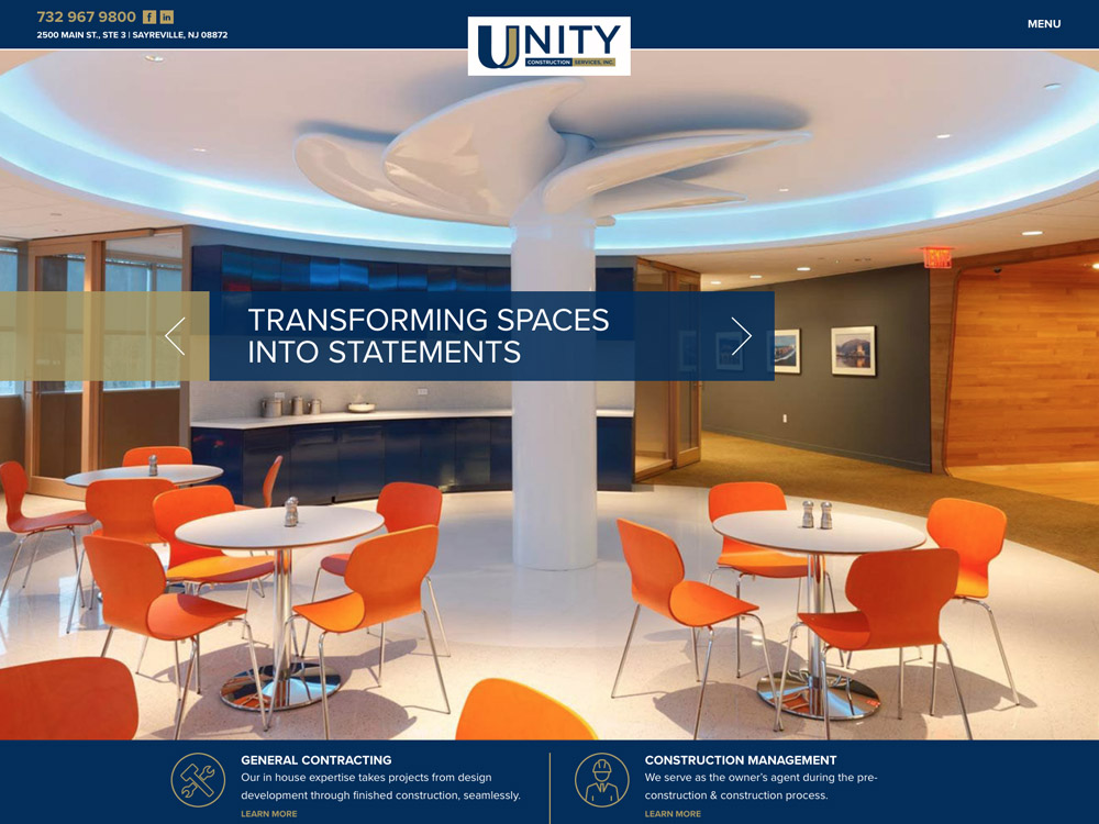 Website Design for Unity Construction Group